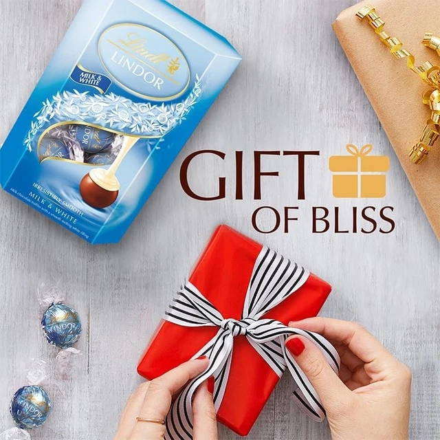 LINDT LINDOR MILK & White Chocolate Truffles Box | Approx 16 truffles ...