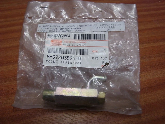 GENUINE ISUZU WATER Drain Cock/Valve Part No:8972035940 Fits Trooper 98 ...