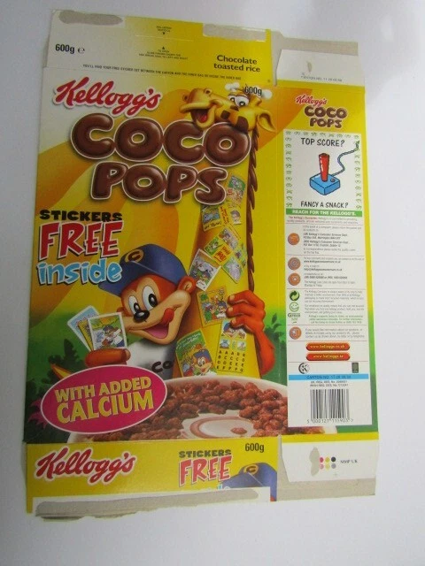 KELLOGGS COCO POPS 2001 Coco Stickers Empty Cereal Box £9.99 - PicClick UK