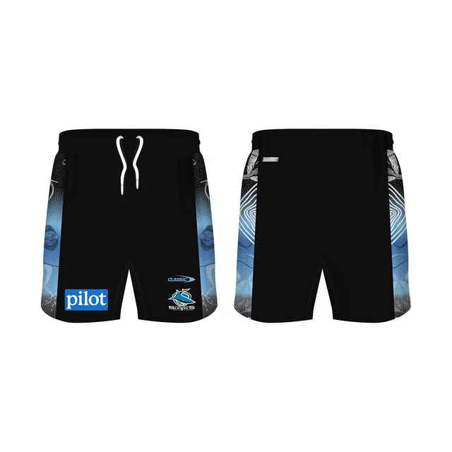 CRONULLA SHARKS 2024 NRL Classic Players Indigenous Training Shorts ...