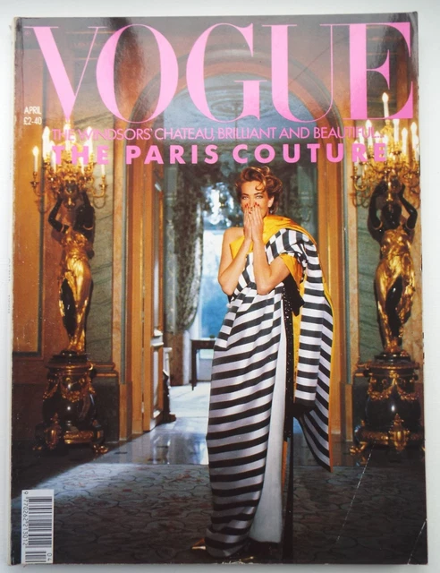 VINTAGE VOGUE MAGAZINE UK April 1990 issue with cover photo of Tatiana ...