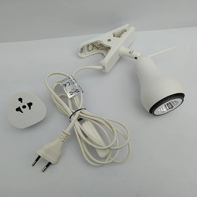 IKEA CLIP ON / Clamp Spotlight And Bulb White With European Plug And UK ...