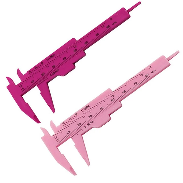 PLASTIC SLIDING VERNIER Caliper Measure Tool Double Scale Ruler High ...