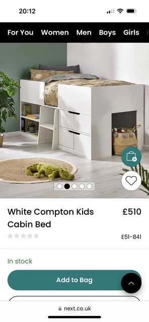 NEXT MID SLEEPER white wooden Bed from NEXT £363.72 - PicClick UK
