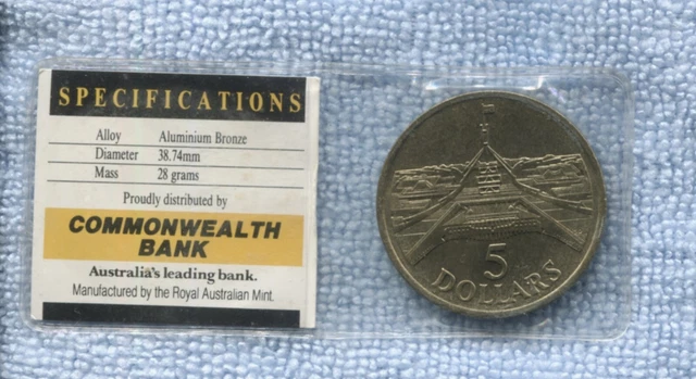 1988 $5 COMMEMORATIVE Coin Official Opening of Parliament House ...