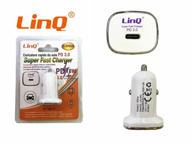 CHARGEUR ADAPTATEUR POUR Auto Pd Type-C 3.0 Super Fast 18W Linq C-tp918 EUR 33,77 - PicClick FR