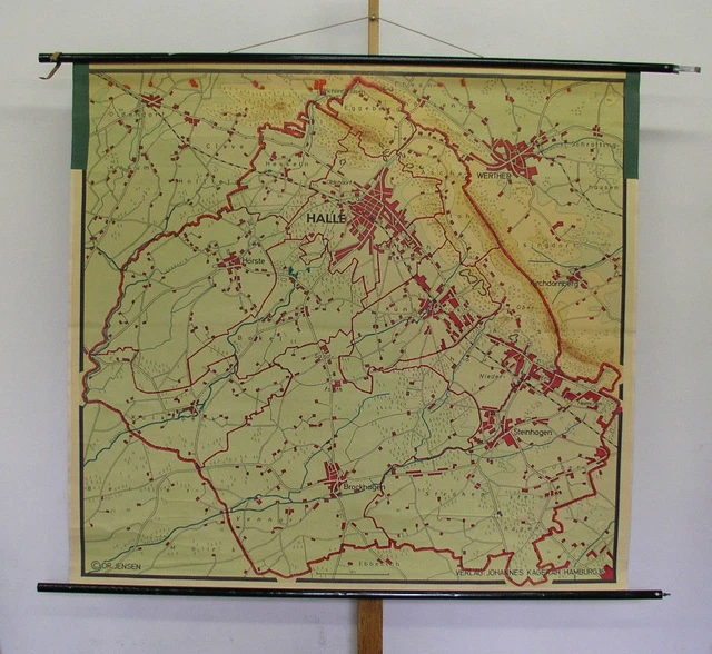 BEAUTIFUL OLD SCHOOL Wall Map Hall IN Westphalia Vintage 157x145cm ...