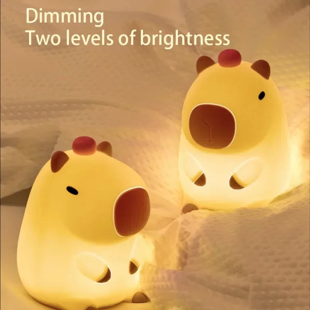 KAWAII SILICONE CAPYBARA LED Night Light Animal Lamp Touch Sensor ...