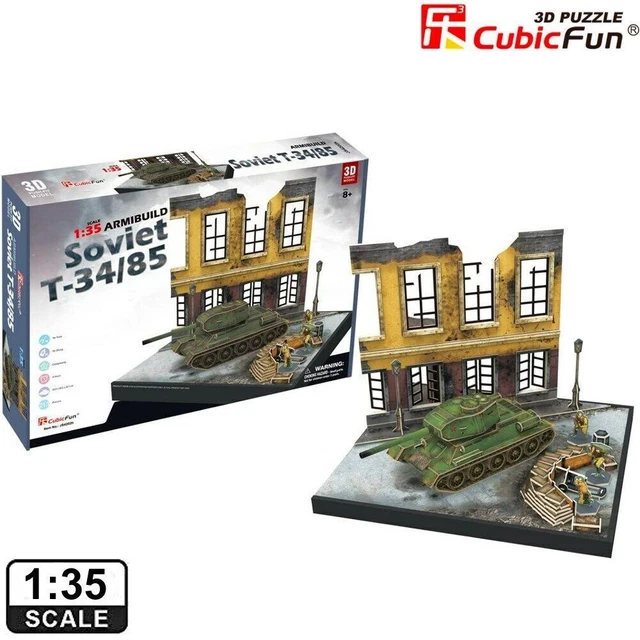CUBIC FUN 1:35 Soviet T-34/85 WWII Army Tank Battle Scene 3D Model ...