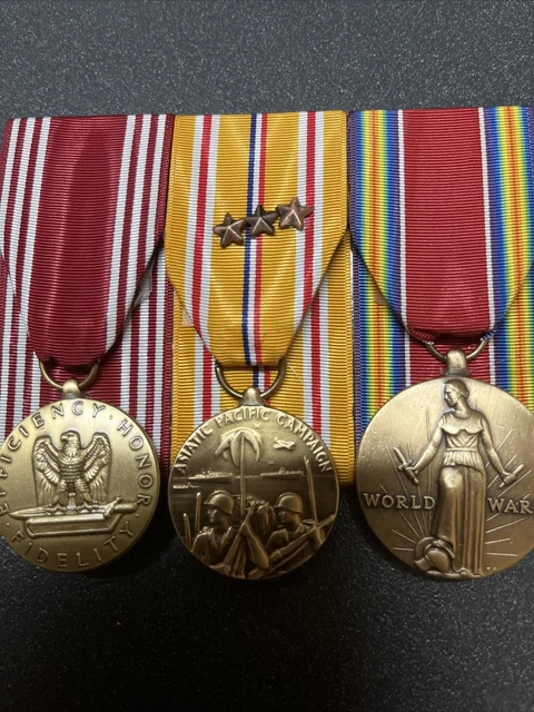 AMERICAN WW2 REPLICA Medals Set Of 3 Full-size Mounted #USMEDALS EUR ...