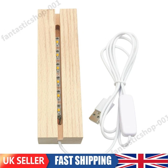 LED WOOD DISPLAY Base-Rectangle Crystal USB Lighted Stand for Resin Art £40.43 - PicClick UK