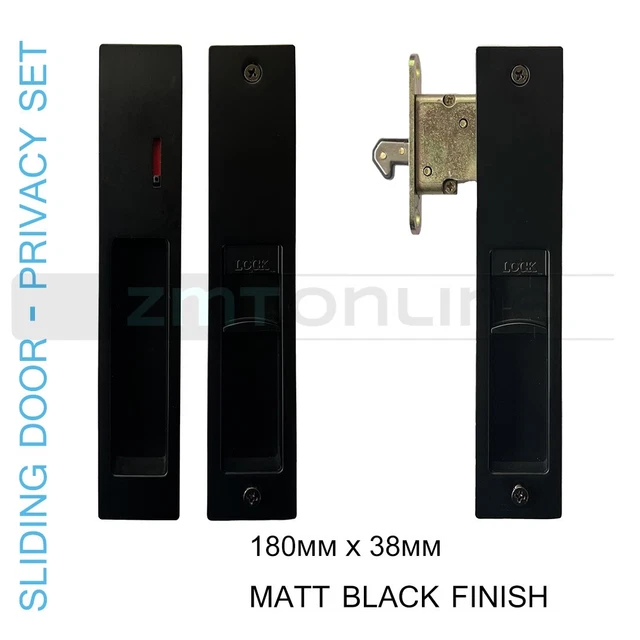 CAVITY SLIDING DOOR Lock-Privacy function MATT BLACK 180 x 38mm $39.95 ...