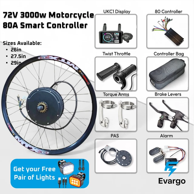 72V 3000W 80A Hub Motor UKC1 Display Rear Wheel MTX Wheel Rim BLDC £610 ...