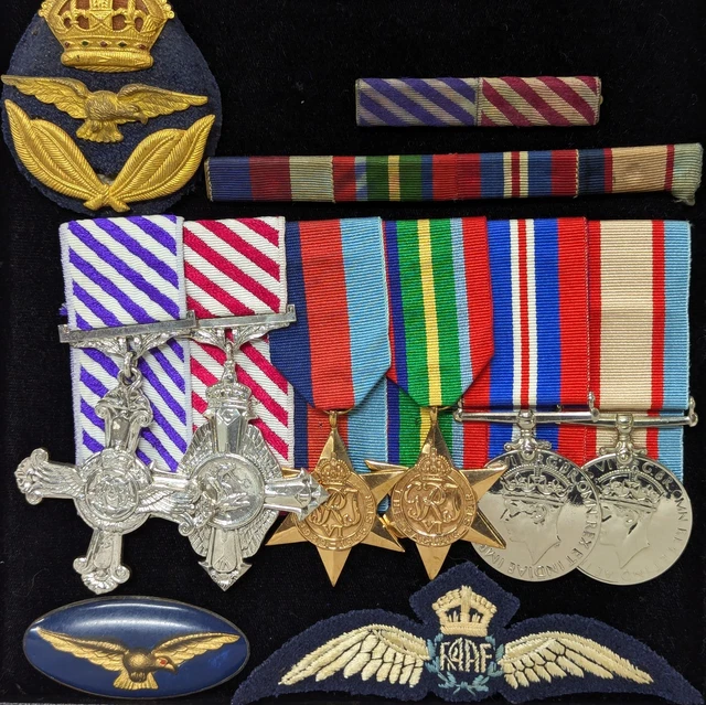 RARE WW2 RAAF medals & badges group Squadron Leader Maguire DFC AFC 30 ...
