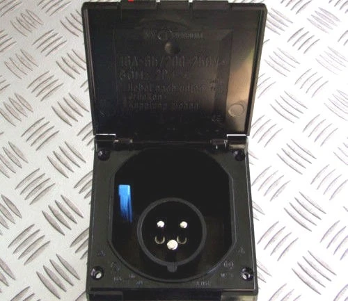 MAINS 230V 16A Flush Inlet Socket Black Caravan Camper Ehu Male Ip44 ...