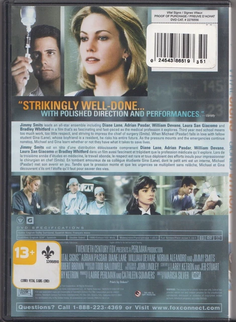 1990 - DVD - Vital Signs - Diane Lane / Jimmy Smits - Free Shipping $9. ...