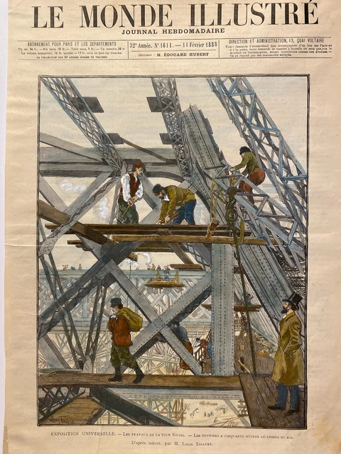 EXPOSITION UNIVERSELLE, LES travaux de la Tour Eiffel, 1889, les ouvriers à cinq EUR 100,00 ...