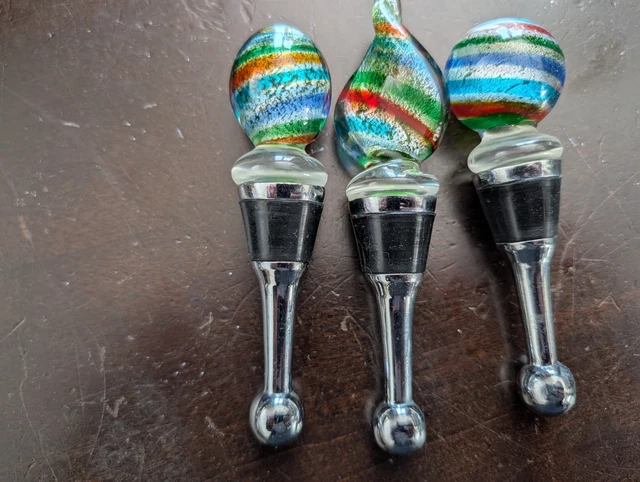 MURANO STYLE MILLEFIORI Blown Glass Wine Bottle Stopper Unbranded ...
