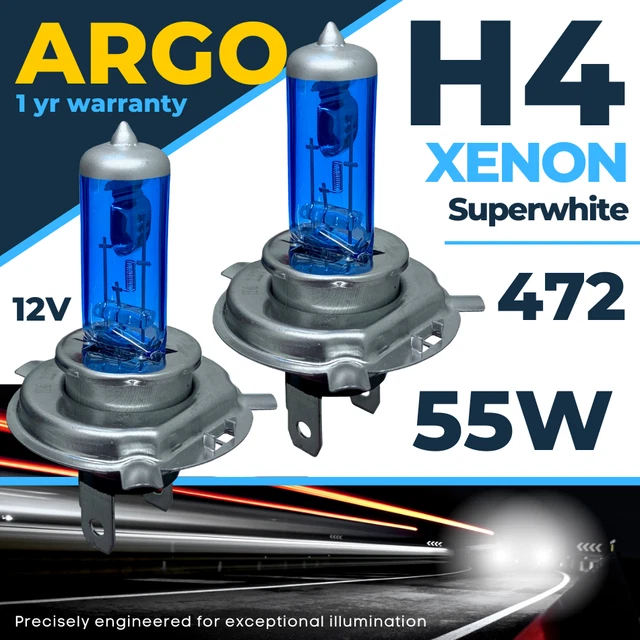 H4 XENON WHITE 55w Headlight Halogen Bulbs Car 472 Bright High Low Beam ...