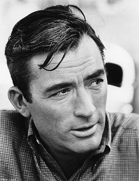 CLOSE UP PORTRAIT actor Gregory Peck He looks towards side came- 1962 ...