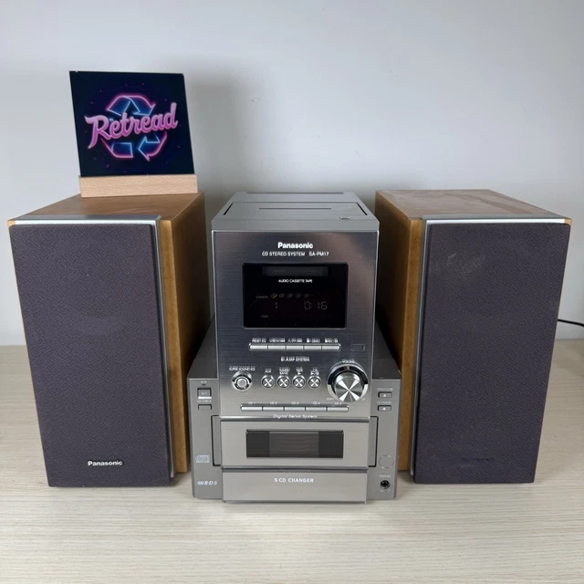 PANASONIC SA-PM17 CD Stereo System - 5 CD Changer, Cassette, AM/FM, AUX ...