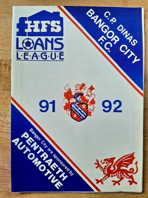 BANGOR CITY V Goole Town. 29th February 1992. HFS Loans League. Very ...
