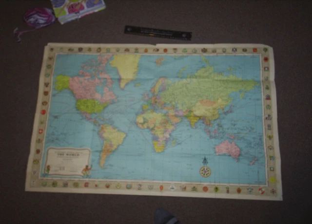 STANFORD'S GENERAL MAP Of The World With Pictorial Border 1964 Vintage ...