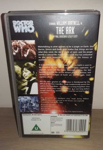 DOCTOR WHO: THE ARK William Hartnell & Peter Purves BBCV 6609 BBC Video ...