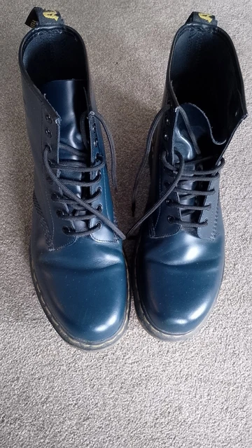 MEN'S SIZE 9 Doctor Martins Navy Blue Leather Boots Excellent Condition ...