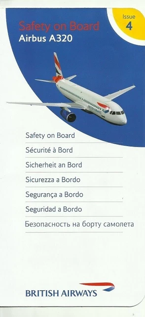 BRITISH AIRWAYS AIRBUS A320 Issue 4 Airline Safety Card £12.00 ...