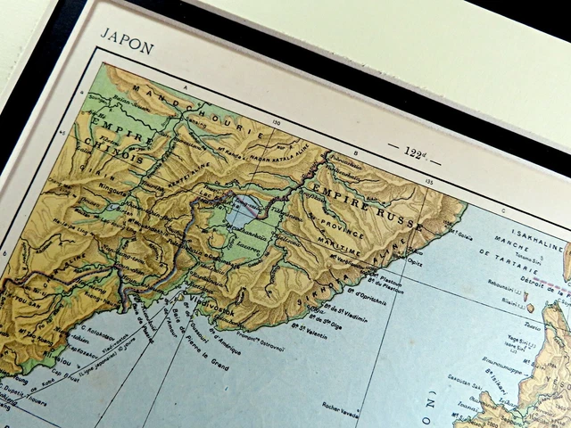 MAP OF JAPAN Japanese Islands Tokyo Empire Physical Relief French ...