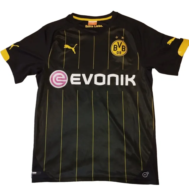 BORUSSIA DORTMUND UK Small Away Shirt BVB Football Puma Black Mens 2014 ...
