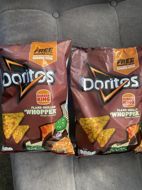 DORITOS BURGER KING Whopper Flavour Crisps /FREE meal offer - 180g x 2 ...
