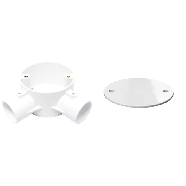 2 WAY ANGLE Box for 25mm Electrical Conduit With 65mm Lid White ...