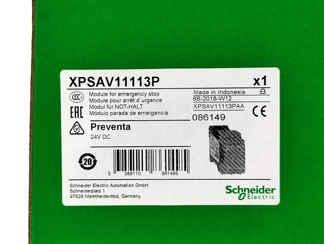 SCHNEIDER XPSAV11113P PREVENTA XPSAV Module Emergency Stop 24 V DC £142 ...