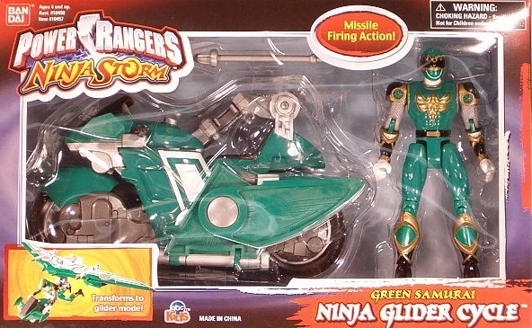 POWER RANGERS NINJA Storm Transforming Glider Cycle Green Samurai ...