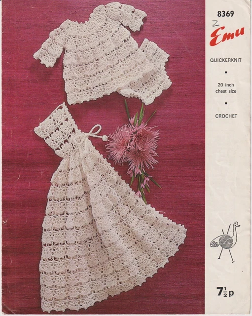 ORIGINAL VINTAGE EMU crochet pattern 8369 - Angel top, pants & carrying ...