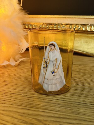 ANCIEN VERRE & Souvenir de 1ere communion " en Verre soufflé émaillé . Vers 1900 EUR 24,90 ...