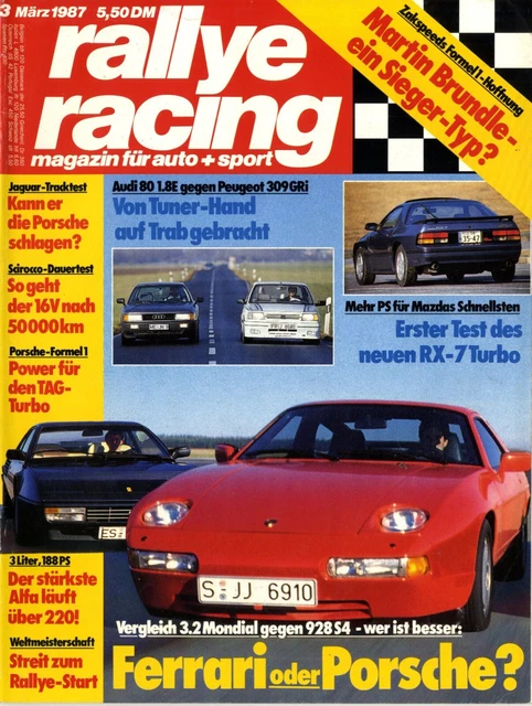 RALLY RACING N°3 03/1987 MAZDA RX7 TURBO FERRARI MONDIAL 3.2 PORSCHE ...