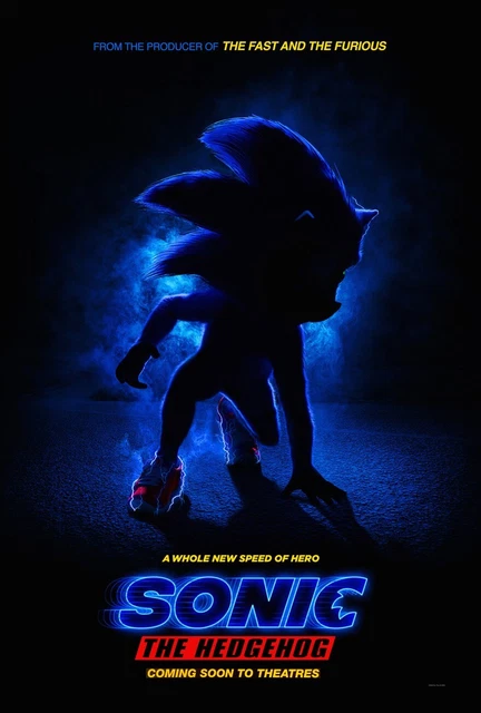 SONIC THE HEDGEHOG MOVIE POSTER 2 Sided ORIGINAL INTL Advance 27x40 JIM ...