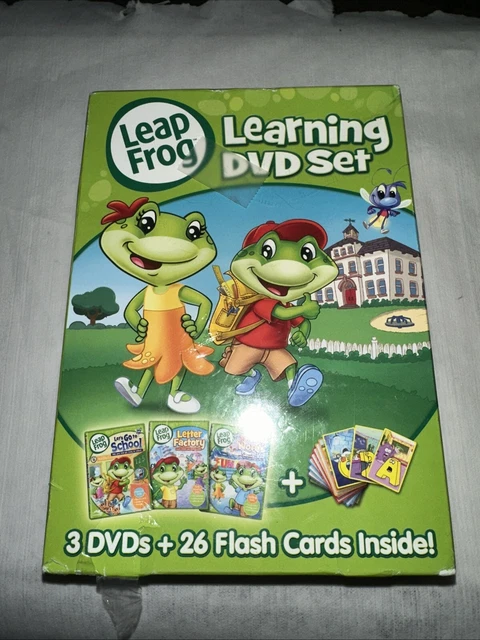 LEAPFROG LEARNING NEUF DVD Set Enfants Lisant 3 DVD et 26 Cartes Flash ...