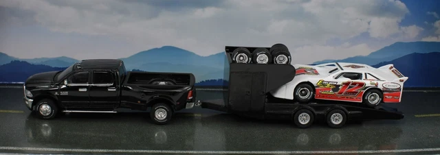 1:64 BLACK PARKER Ramp Over Race Car Trailer for ADC Dirt Late Model ...