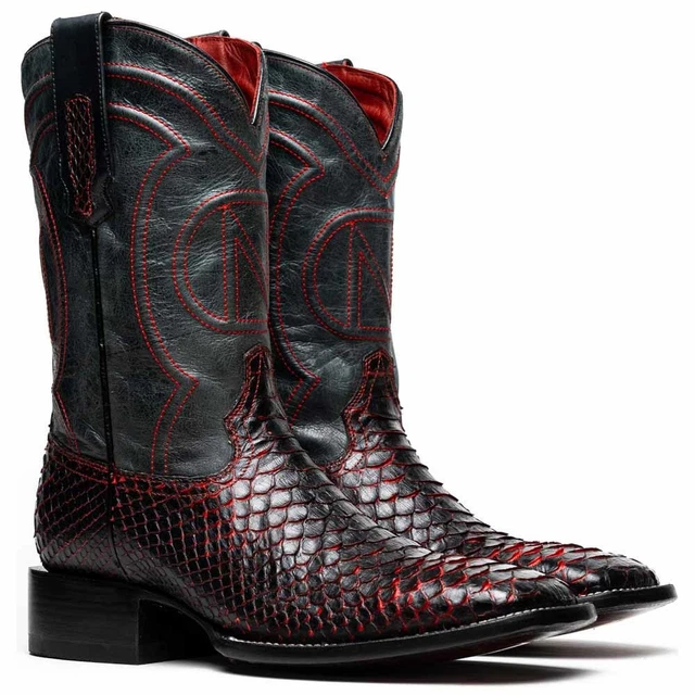 MISSOURI GENUINE PYTHON Skin Black Cherry Cowboy Boot | Marco Di Milano ...