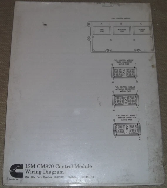 CUMMINS ISM CM870 Control Module Wiring Schematic Diagram Foldout ...