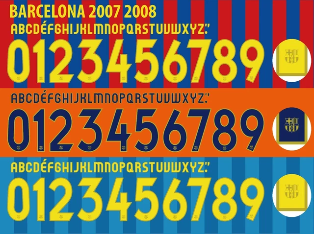 NAME&NUMBER SET FOR Barcelona La League 2007/2008 Home/Away/Third ...