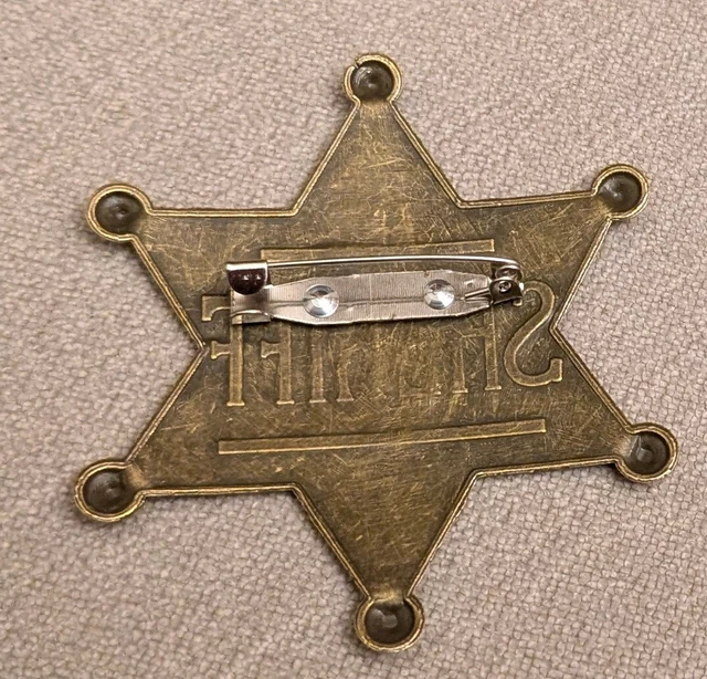 SHERIFF PIN BADGE Brass Gold Lustre Cow Boy Wild West Police Jewelry ...