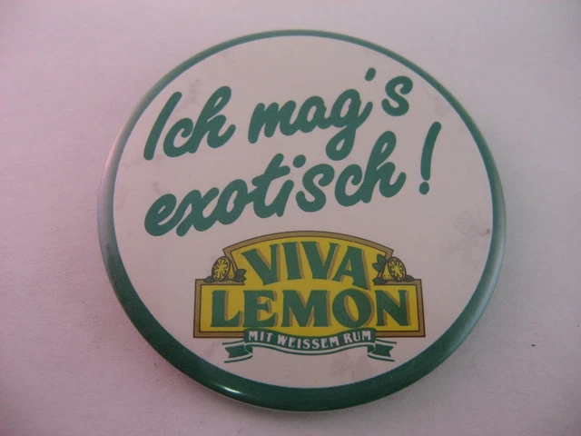 VINTAGE FOREIGN PIN Button: ICH MAG'S EXOTISCH VIVA LEMON MIT WEISSEM ...