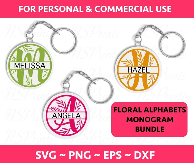FLORAL MONOGRAM ALPHABET SVG, DXF, PNG Split Monogram Frame Alphabet ...