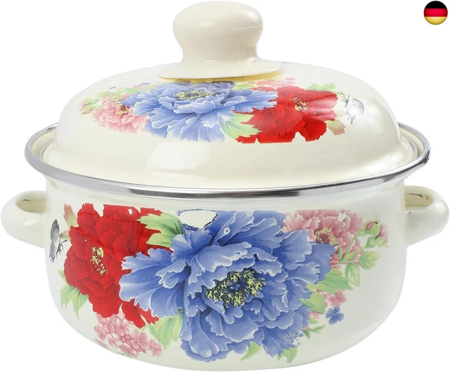 EMAILLE SUPPENTOPF TOPF mit Deckel:Emaillierter Induktion Kochtopf ...