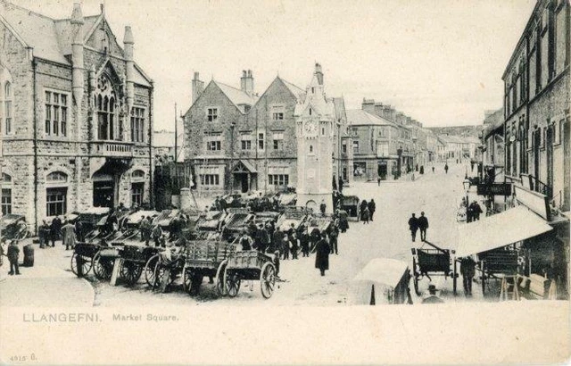 PRINTED POSTCARD OF The Market Square, Llangefni, Anglesey, Wales ...